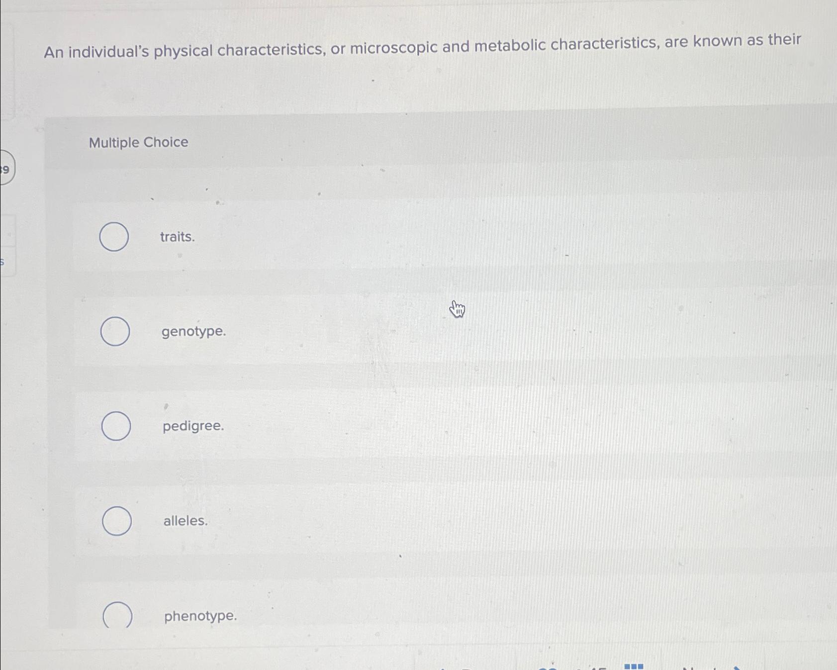Solved An individual's physical characteristics, or | Chegg.com