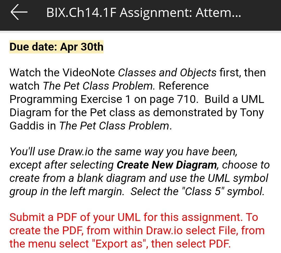 Watch the VideoNote Classes and Objects first, then | Chegg.com