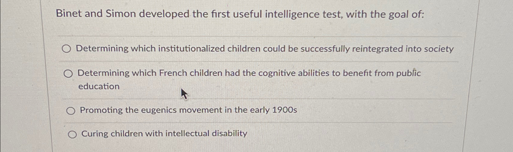 Solved Binet and Simon developed the first useful | Chegg.com