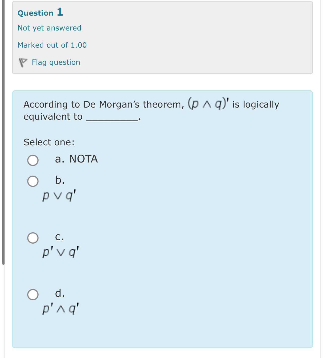 Solved Question 1Not yet answeredMarked out of 1.00Flag | Chegg.com Solved Question 1Not yet answeredMarked out of 1.00Flag | Chegg.com