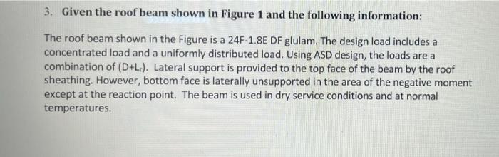 Solved 3. Given the roof beam shown in Figure 1 and the | Chegg.com