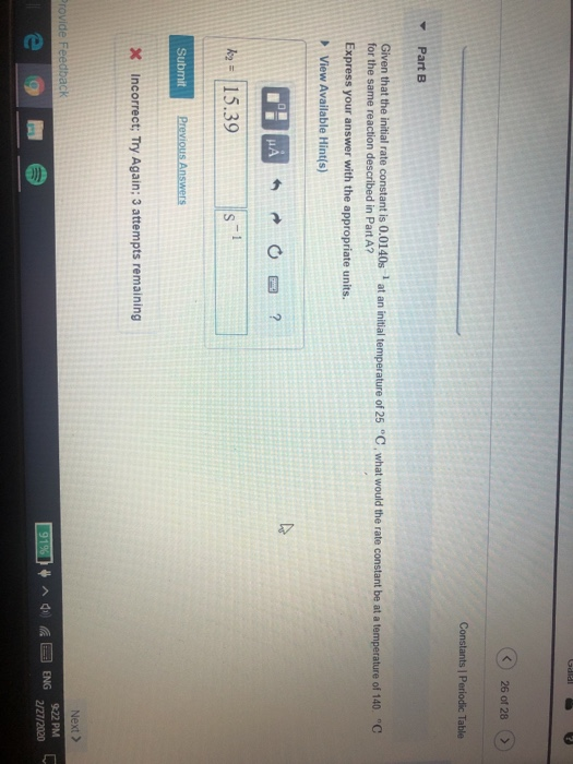 Solved ( 26 of 28 Constants Periodic Table Part A At what | Chegg.com