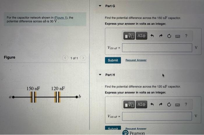 Solved For the capacitor network shown in (Figure 1), the | Chegg.com