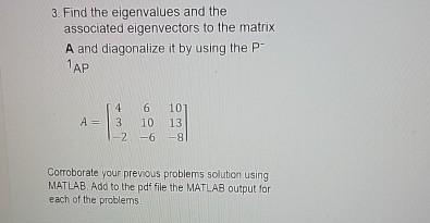 Solved Find the eigenvalues and the associated eigenvectors | Chegg.com