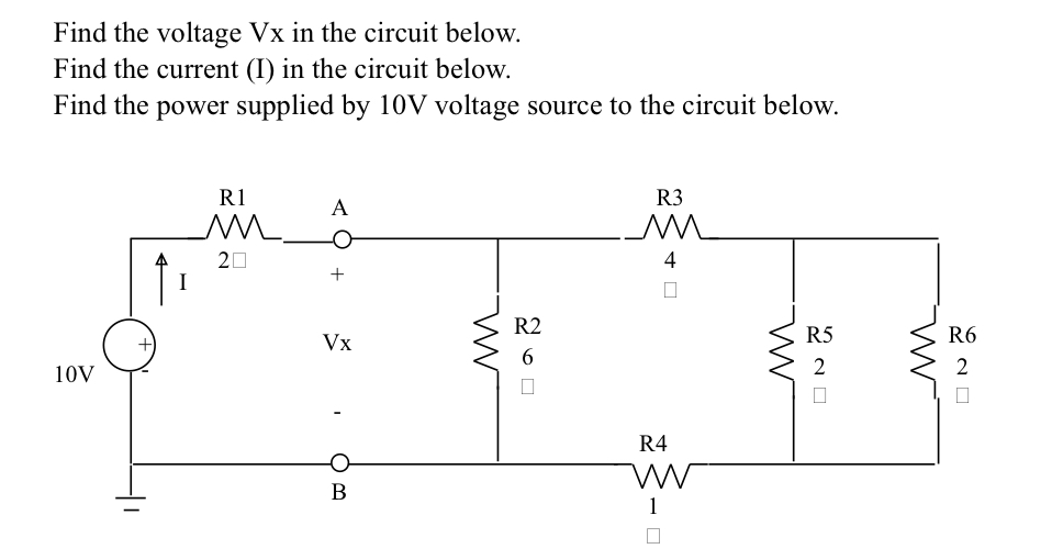 Solved Find the voltage Vx in the circuit below.Find the | Chegg.com