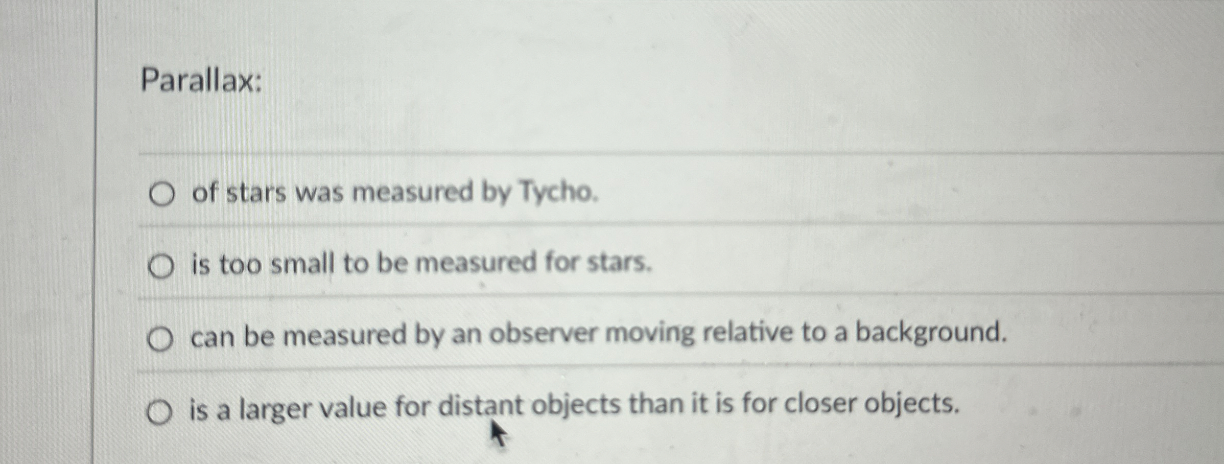 Solved Parallax:of stars was measured by Tycho.is too small | Chegg.com
