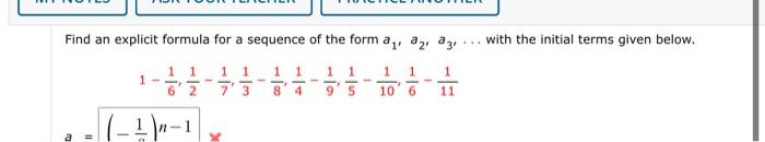 Solved Find an explicit formula for a sequence of the form | Chegg.com