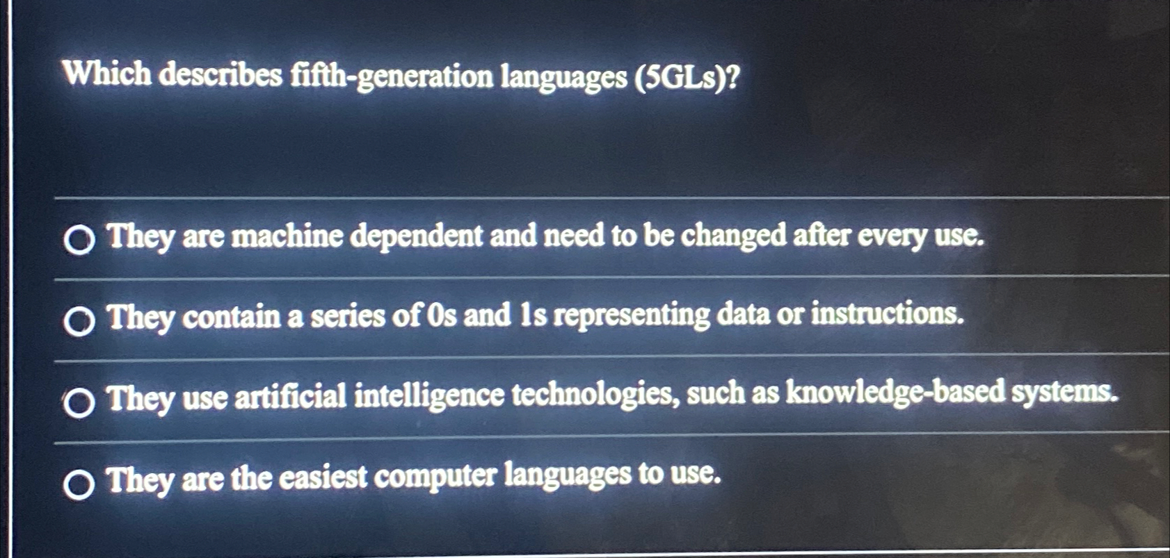 Solved Which describes fifth-generation languages | Chegg.com