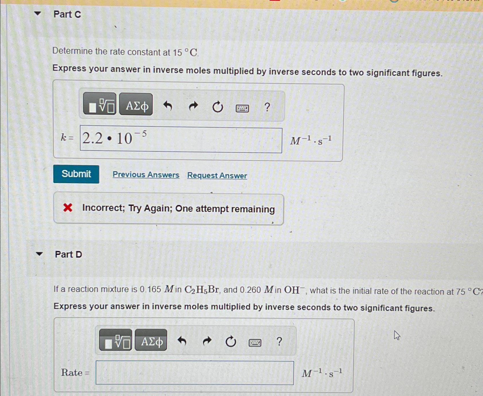 Solved The kinetics of this second-order reaction were | Chegg.com