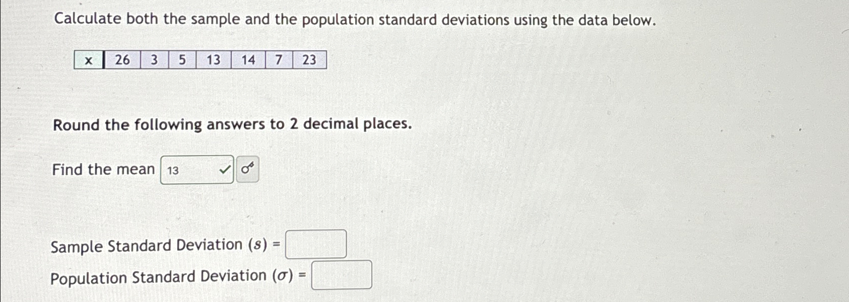 Solved Calculate both the sample and the population standard | Chegg.com