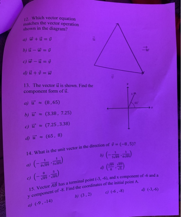 Solved 12. Which vector equation matches the vector | Chegg.com