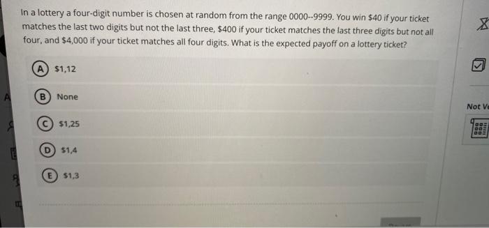 Solved In a lottery a four-digit number is chosen at random | Chegg.com