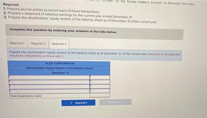 Solved Alex Corporation reports the following components of | Chegg.com