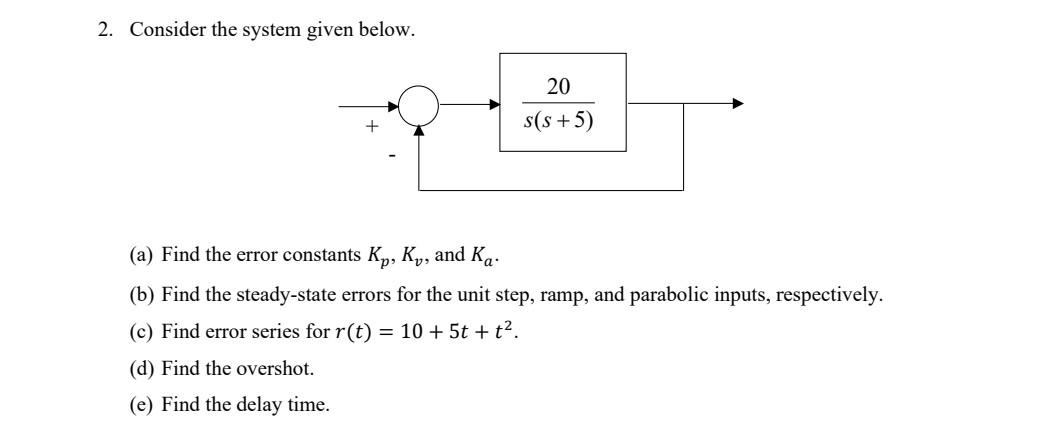 Solved 2. Consider the system given below. (a) Find the | Chegg.com