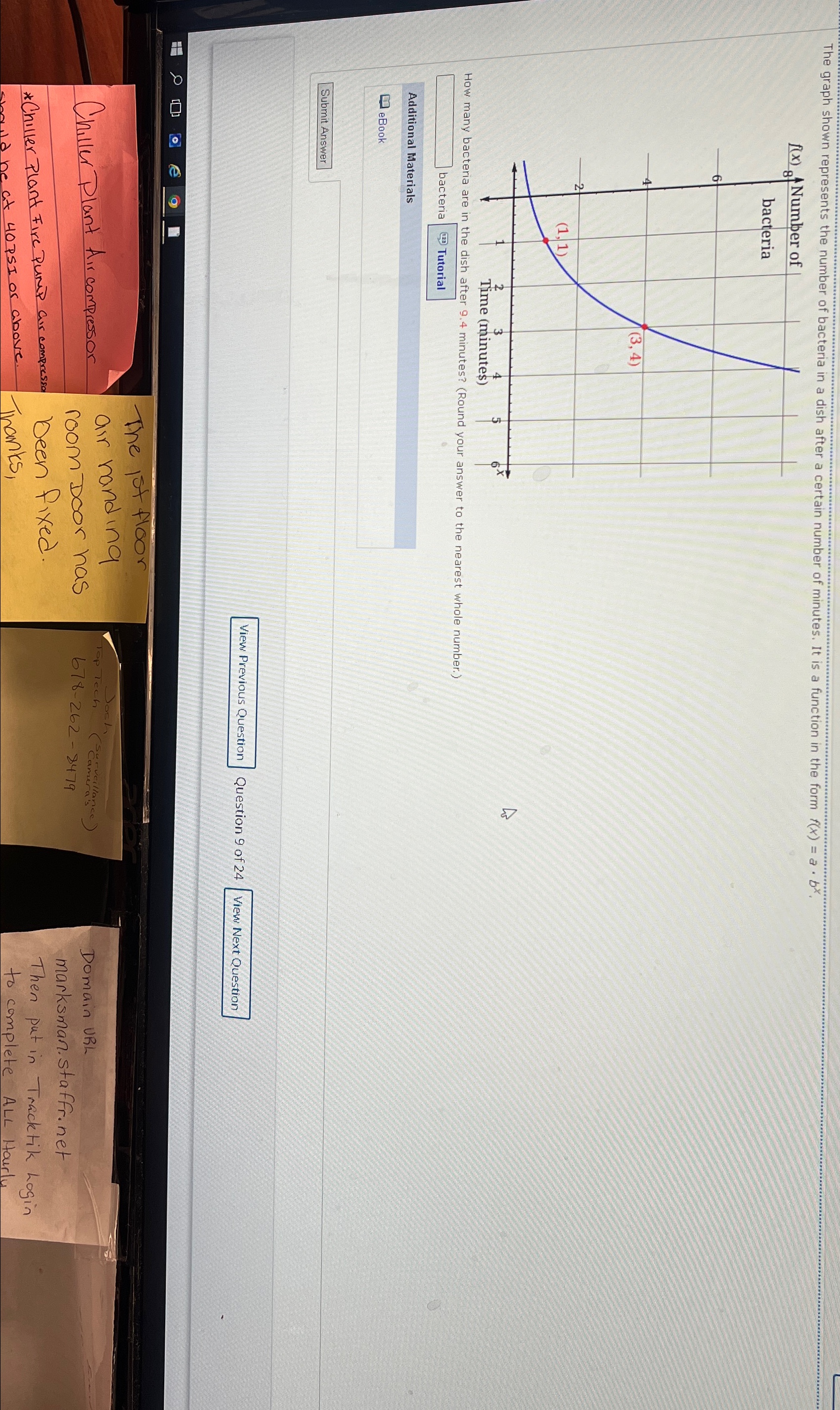 Solved The graph shown represents the number of bacteria in | Chegg.com