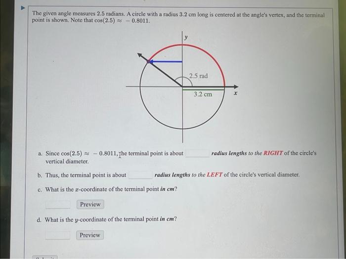Solved The given angle measures 4.4 radians. A circle with a | Chegg.com
