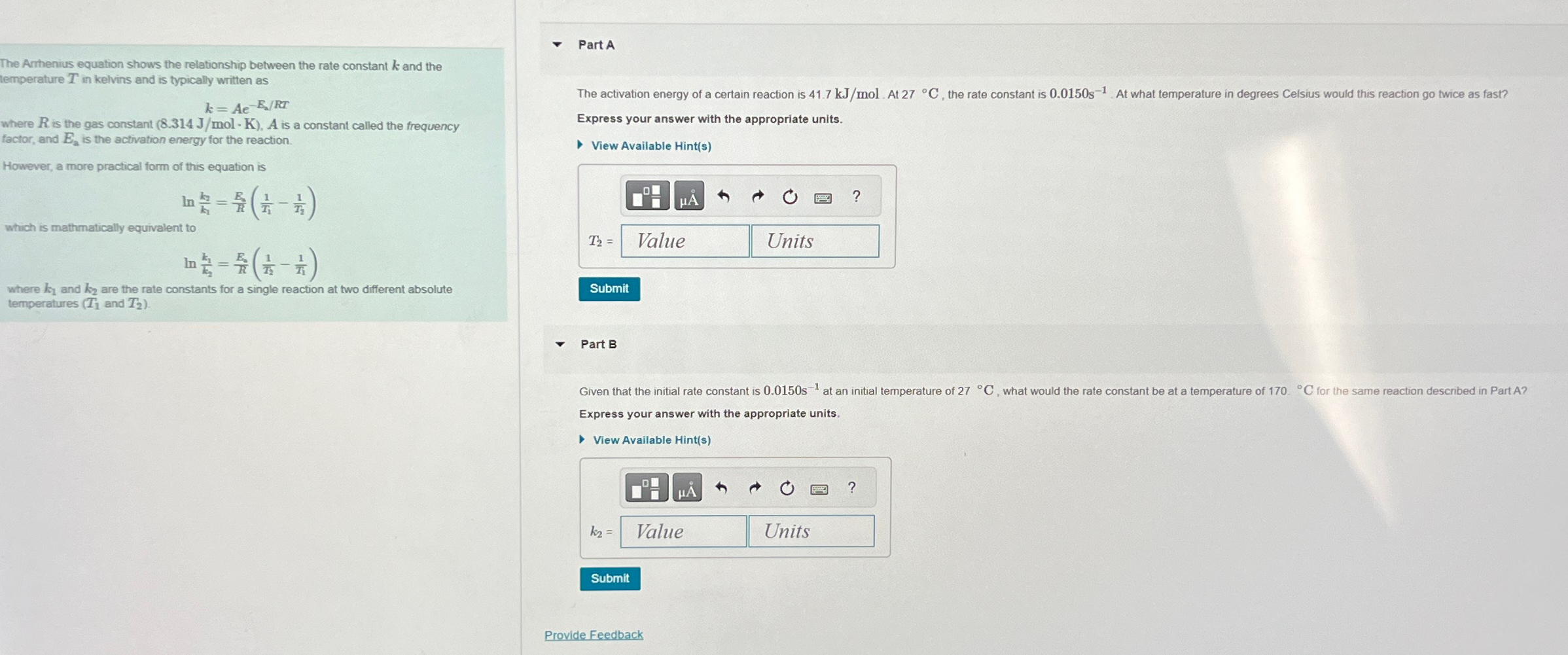 Solved The Arthenius equation shows the relationship between | Chegg.com