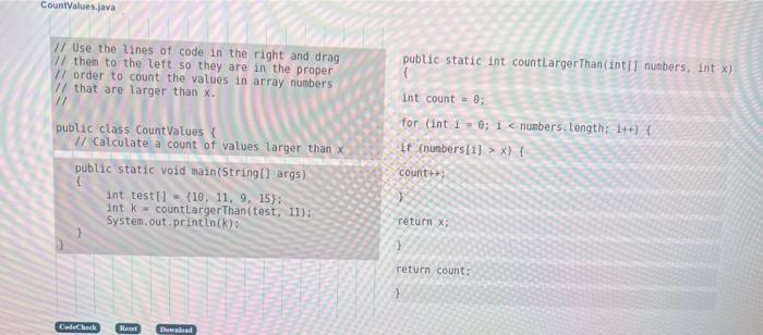 Solved public class countvalues 1 If Calculate a count of | Chegg.com