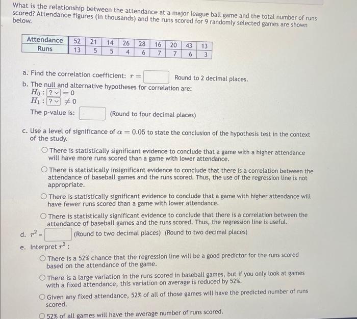 Solved What is the relationship between the attendance at a | Chegg.com