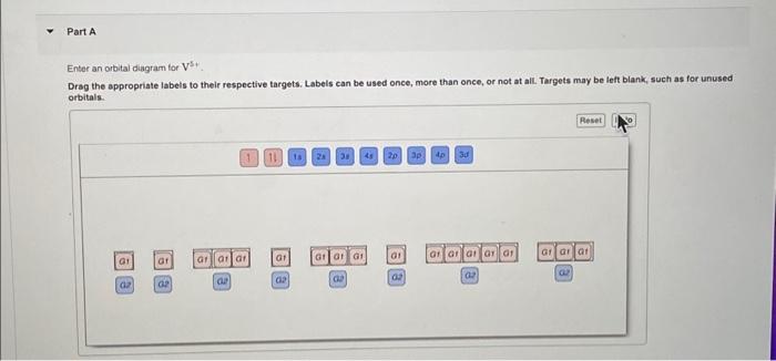 Solved Part A Enter an orbital diagram for V5+ Drag the | Chegg.com