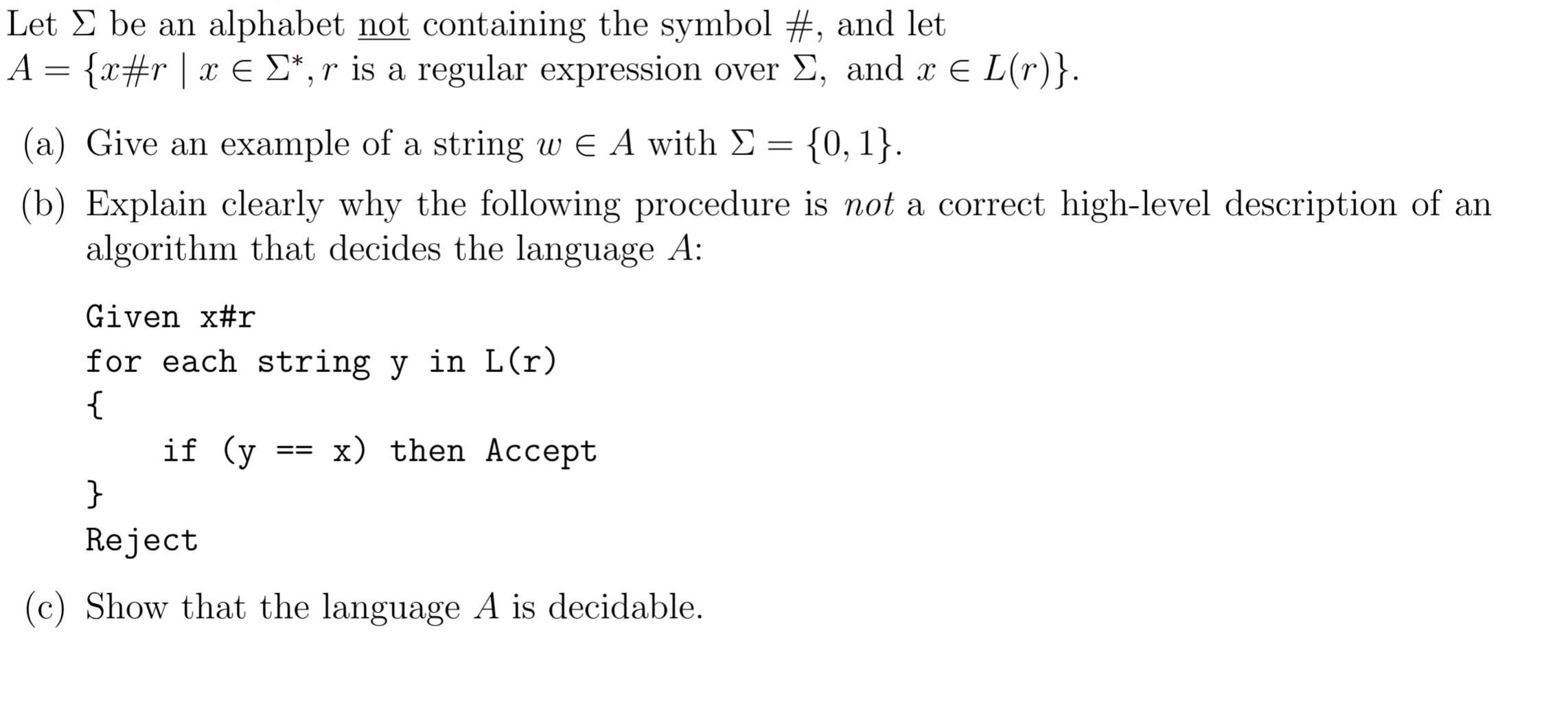 Solved Let Σ be an ﻿alphabet not containing the symbol #, | Chegg.com