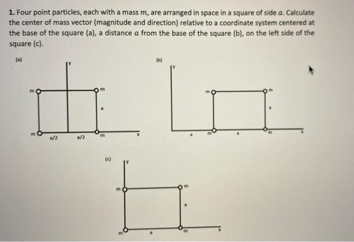 Solved Four point particles, wach with mass m, are arranged | Chegg.com