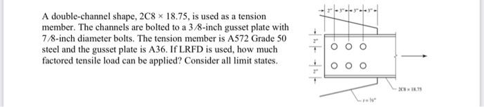 Solved A double-channel shape, 2C8 x 18.75, is used as a | Chegg.com