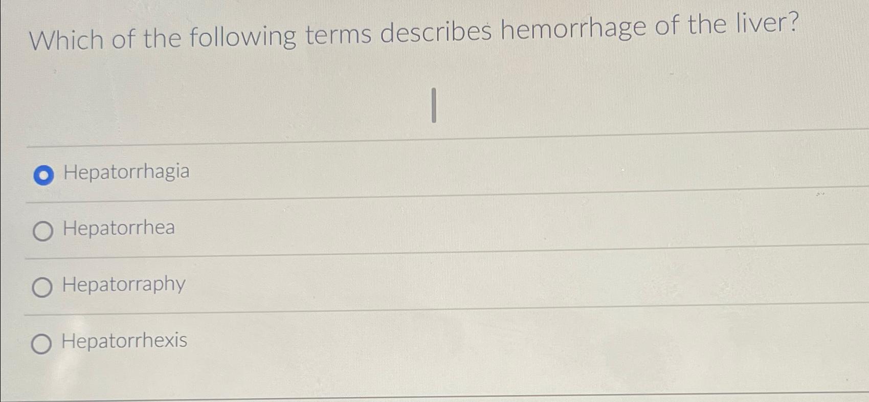 Solved Which of the following terms describes hemorrhage of | Chegg.com