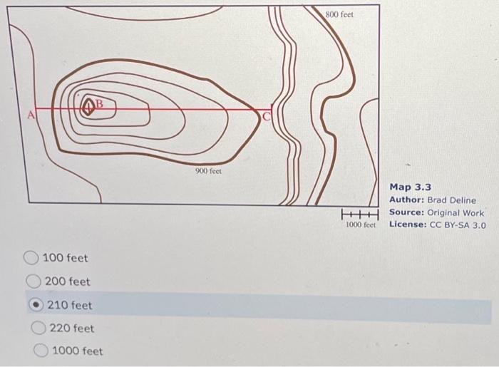 Using the contour lines on map 3.3 below, which area | Chegg.com
