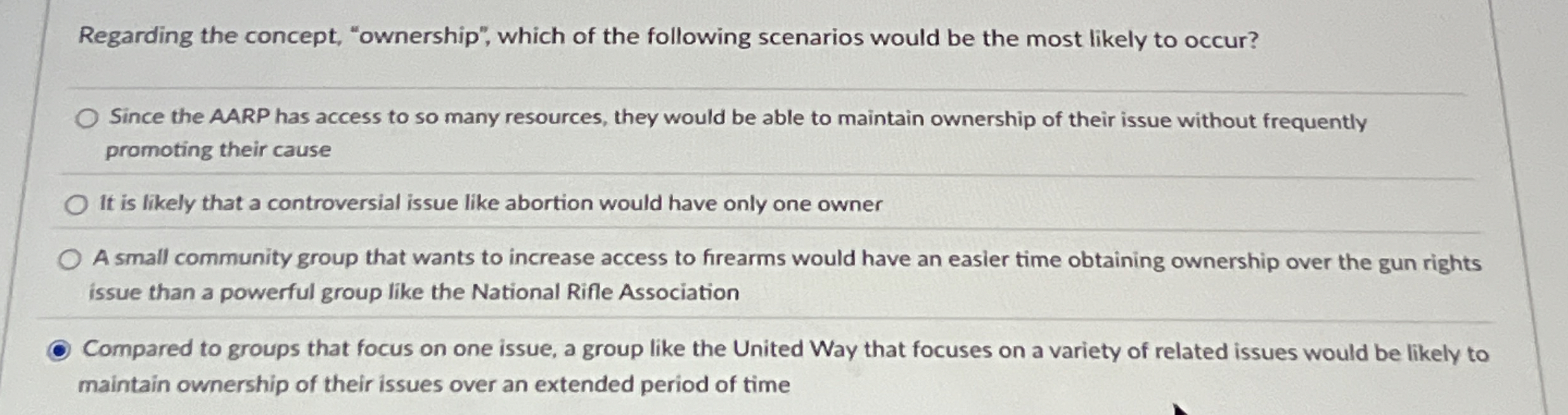 Solved Regarding the concept, "ownership", which of the | Chegg.com
