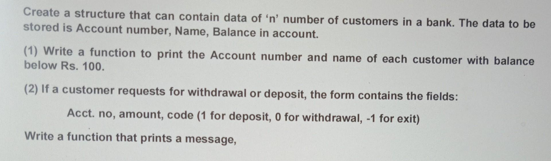 Solved Create a structure that can contain data of 'n' | Chegg.com
