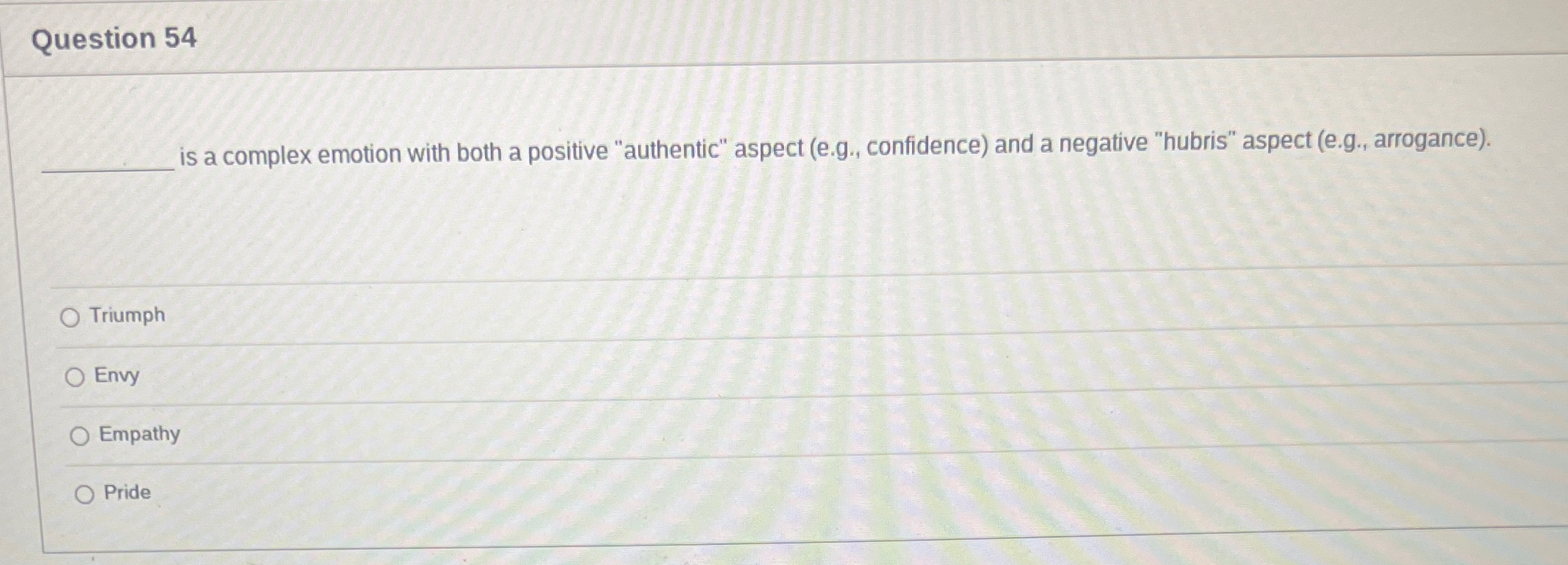 Solved Question 54is a complex emotion with both a positive | Chegg.com