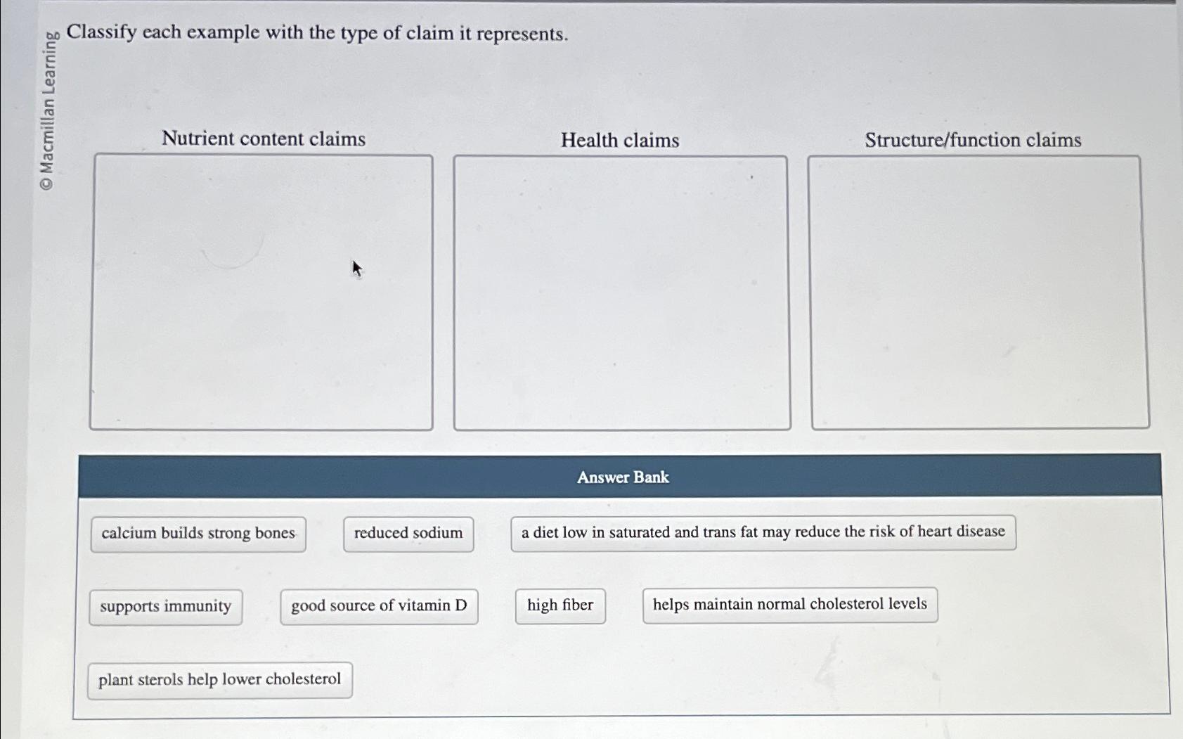 Solved DClassify each example with the type of claim it | Chegg.com