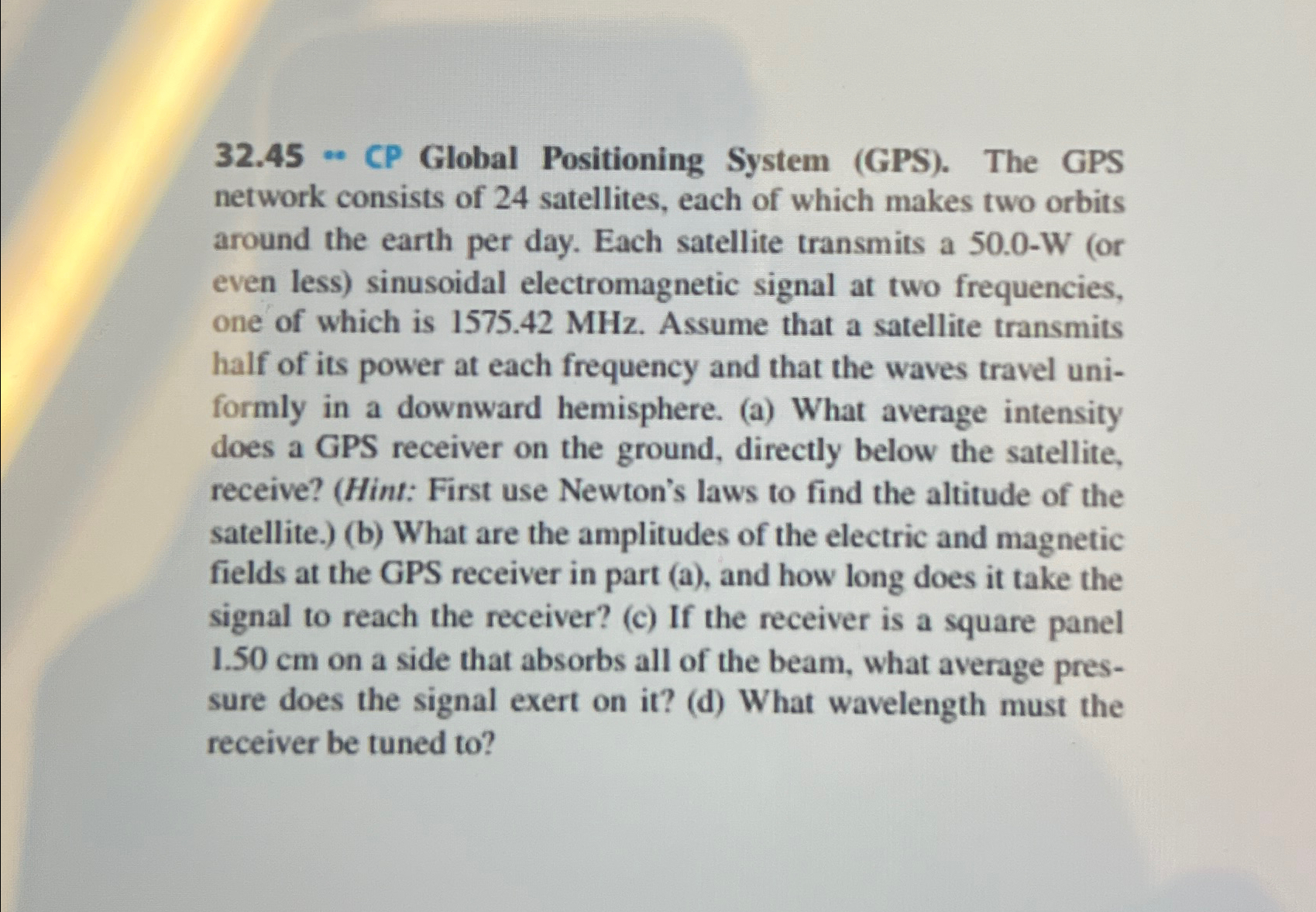 Solved 32.45 * ﻿CP Global Positioning System (GPS). ﻿The GPS | Chegg.com