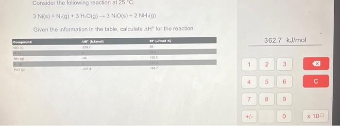 Solved Consider the following reaction at 25∘C. | Chegg.com