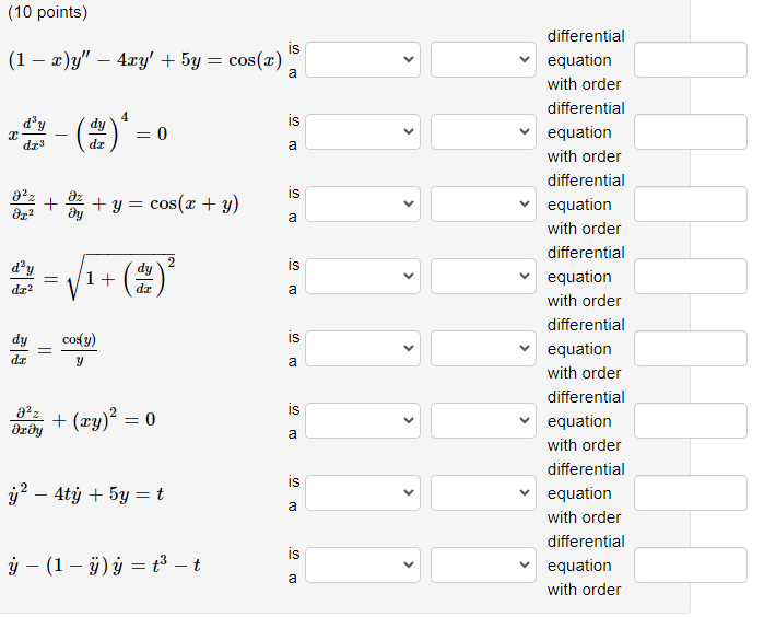 Solved Choose Each Of Them Linear Or Nonlinearordinary Or