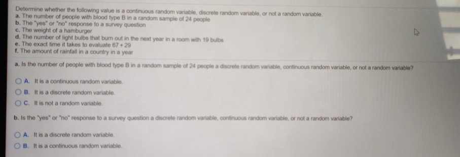 Solved Determine Whether The Following Value Is A Continuous