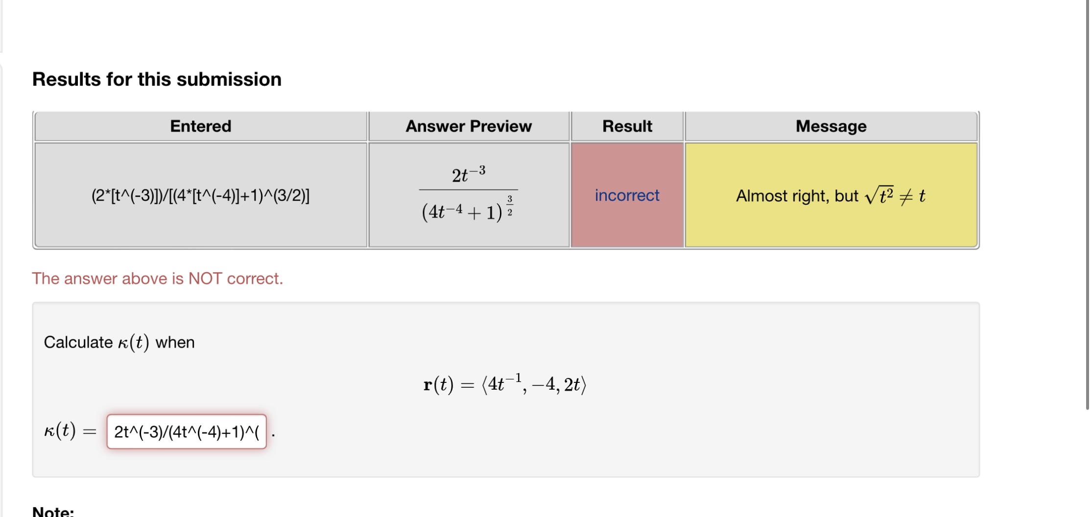 Solved Results for this submissionThe answer above is NOT | Chegg.com