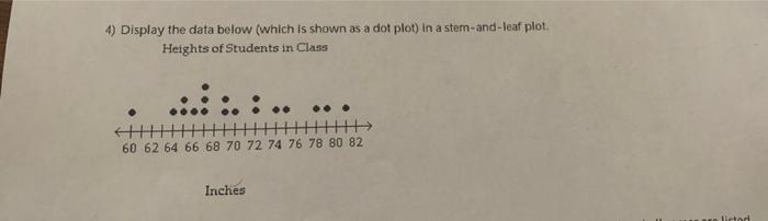 Solved 4) Display the data below (which is shown as a dot | Chegg.com