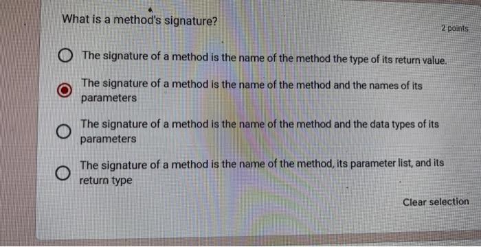 Solved im stuck between option 2 and option 4. doesnt method | Chegg.com