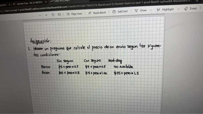 Asignación: 1. Haeer un programa que calcule el | Chegg.com