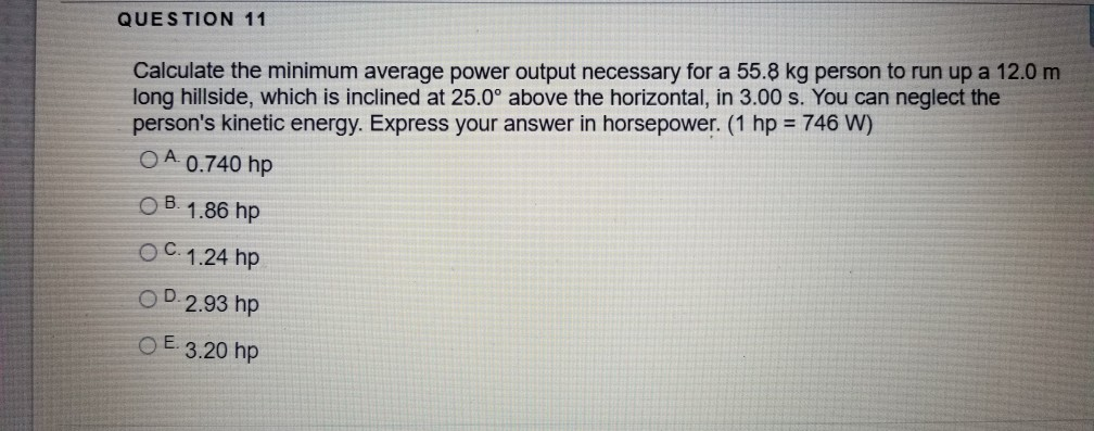 Solved QUESTION 11 Calculate the minimum average power | Chegg.com