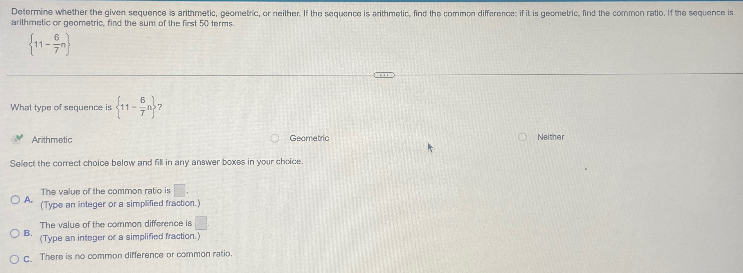 Solved Determine whether the given sequence is arithmetic, | Chegg.com