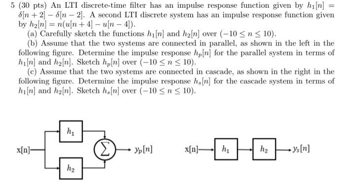 Solved 5(30pts) An LTI discrete-time filter has an impulse | Chegg.com