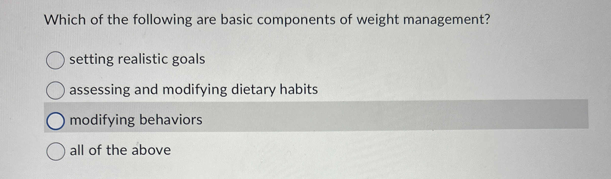 Solved Which of the following are basic components of weight | Chegg.com