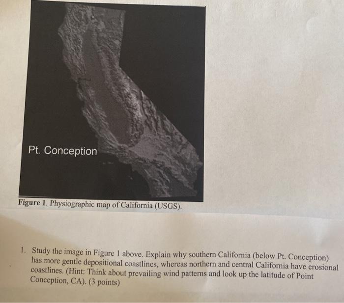 Solved Pt. Conception Figure 1. Physiographic map of | Chegg.com