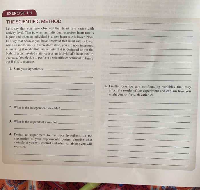 Solved EXERCISE 1.1 THE SCIENTIFIC METHOD Let's say that you | Chegg.com