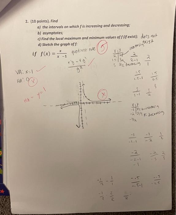 2. (10 points). Find a) the intervals on which f is | Chegg.com