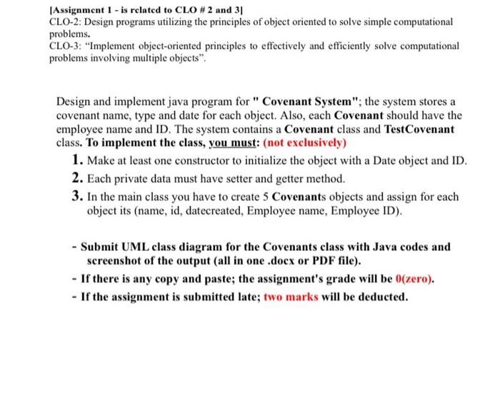 Solved [Assignment 1 - is related to CLO \#2 and 3 ] CLO-2: | Chegg.com