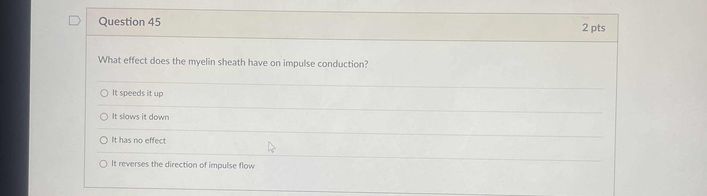 Solved Question 452 ﻿ptsWhat effect does the myelin sheath | Chegg.com